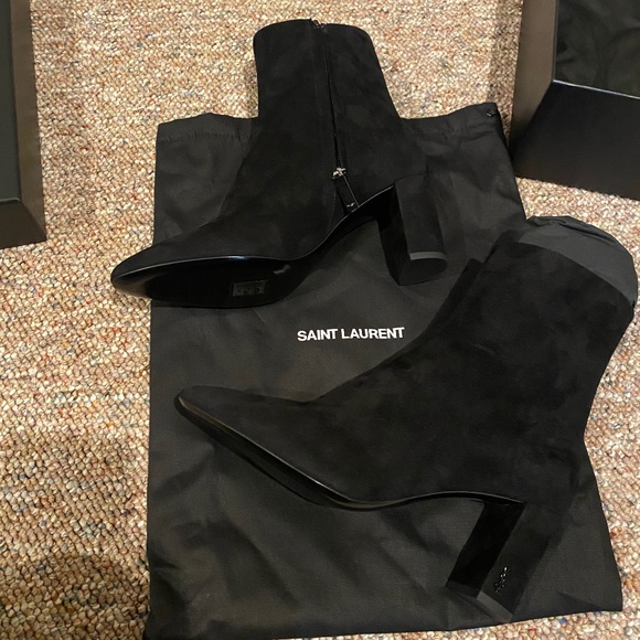 Saint Laurent | Shoes | Saint Laurentysl Black Suede Lou Ankle Block ...